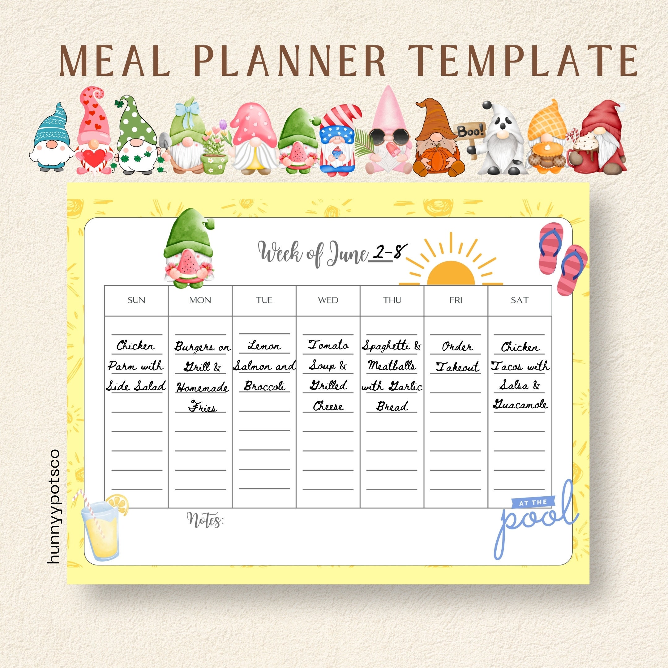 Weekly Planner Printable, Weekly Planner Digital, Printable Weekly Meal ...