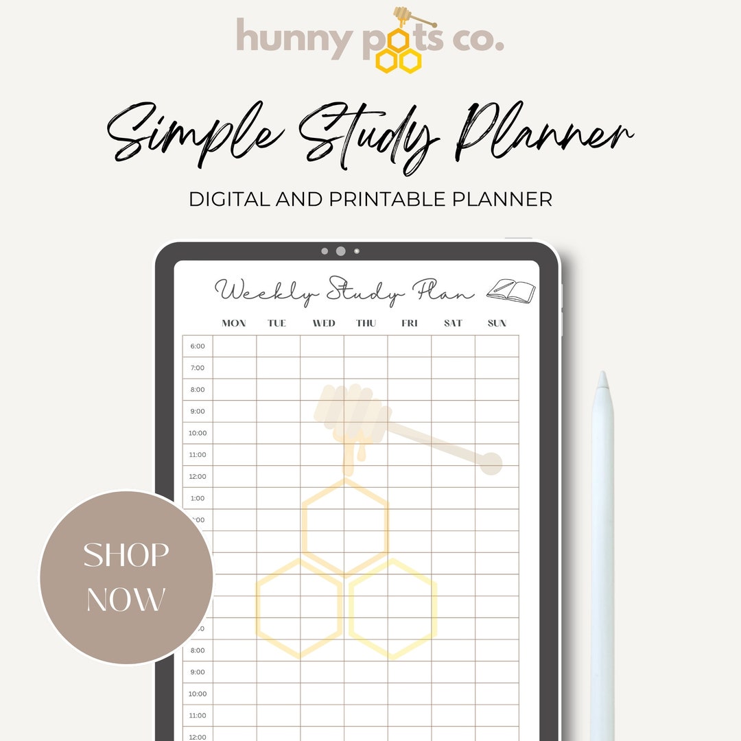 Minimalist Weekly Study Plan | Study Planner | Weekly Study Planner ...