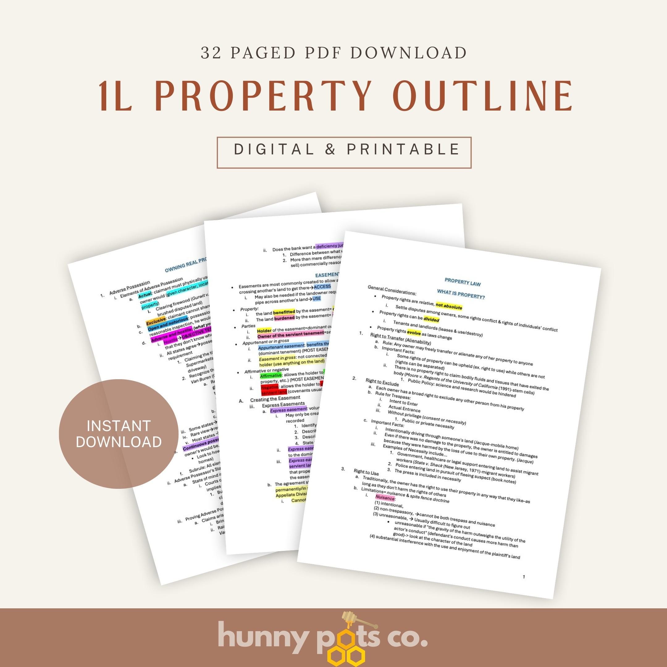 Law School Minimalist | 1L Property Outline | 1L Law School Notes ...