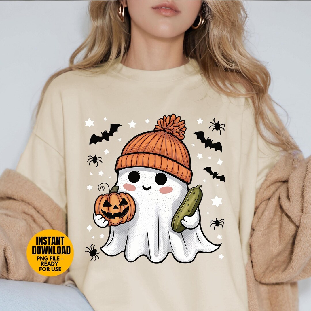Cute Ghost Png, Pickle Cucumber Png, Ghost Halloween Png, Sublimation ...