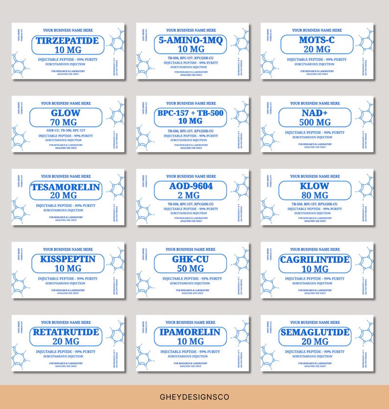 Printable Peptide Label Template, Peptide Label Editable Canva Template ...