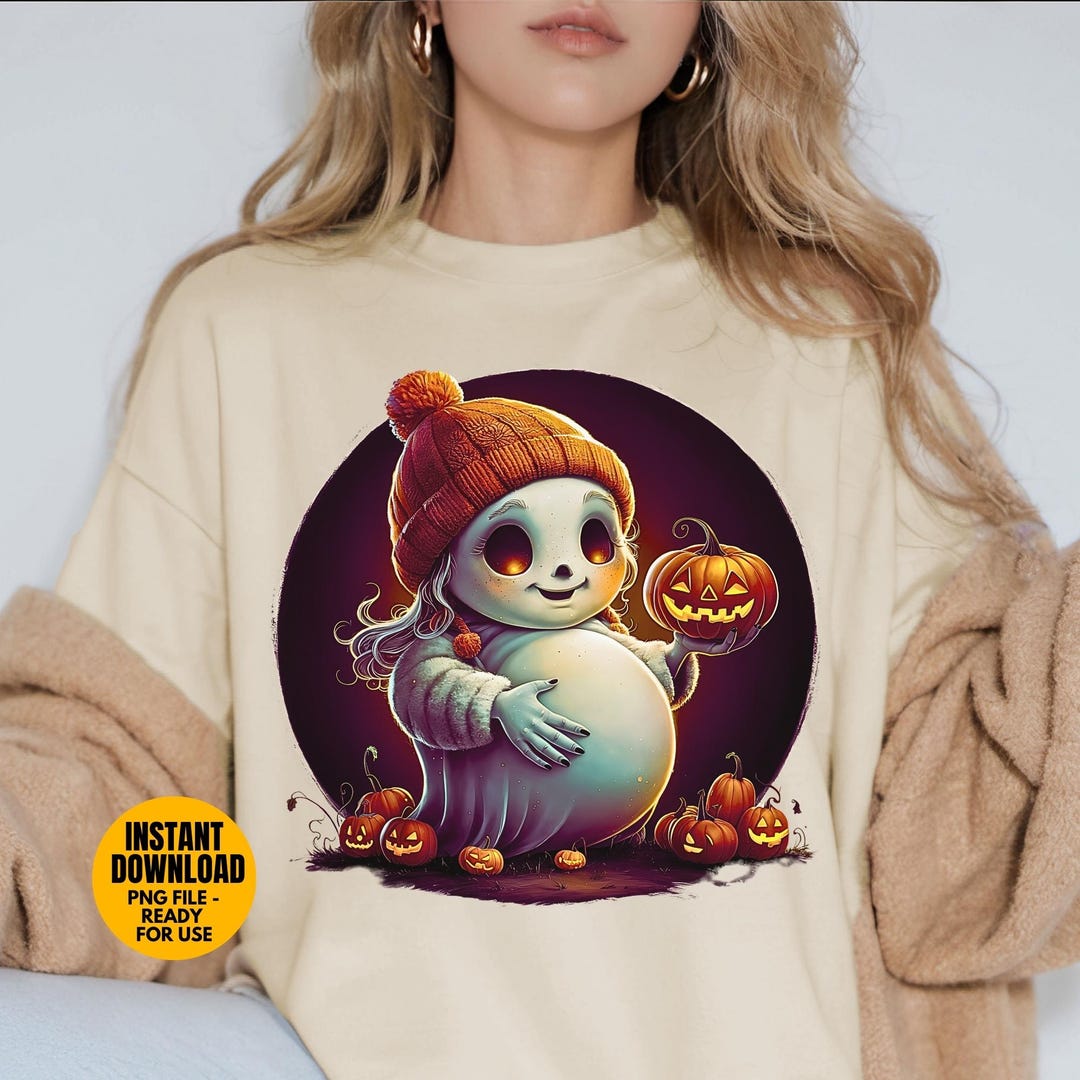 Cute Pregnant Ghost Png, Preggy Ghost Halloween Png, Preggy Mama ...
