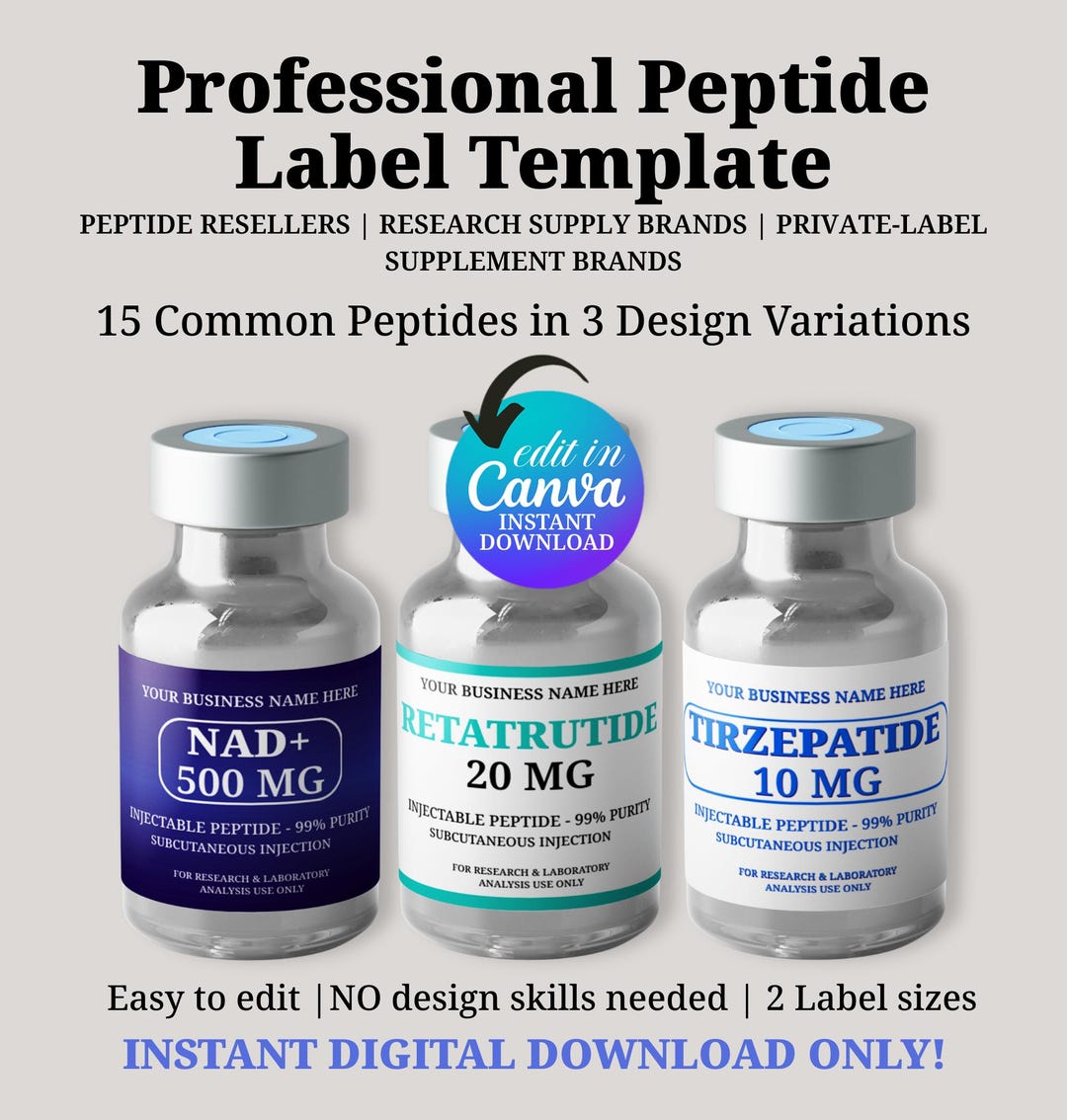 Printable Peptide Label Template, Peptide Label Editable Canva Template ...