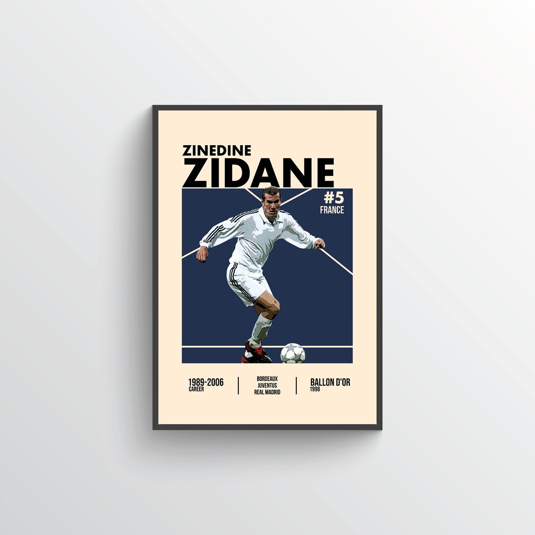 Iconic Player Poster Zinedine Zidane the Perfect Gift for Any Football ...
