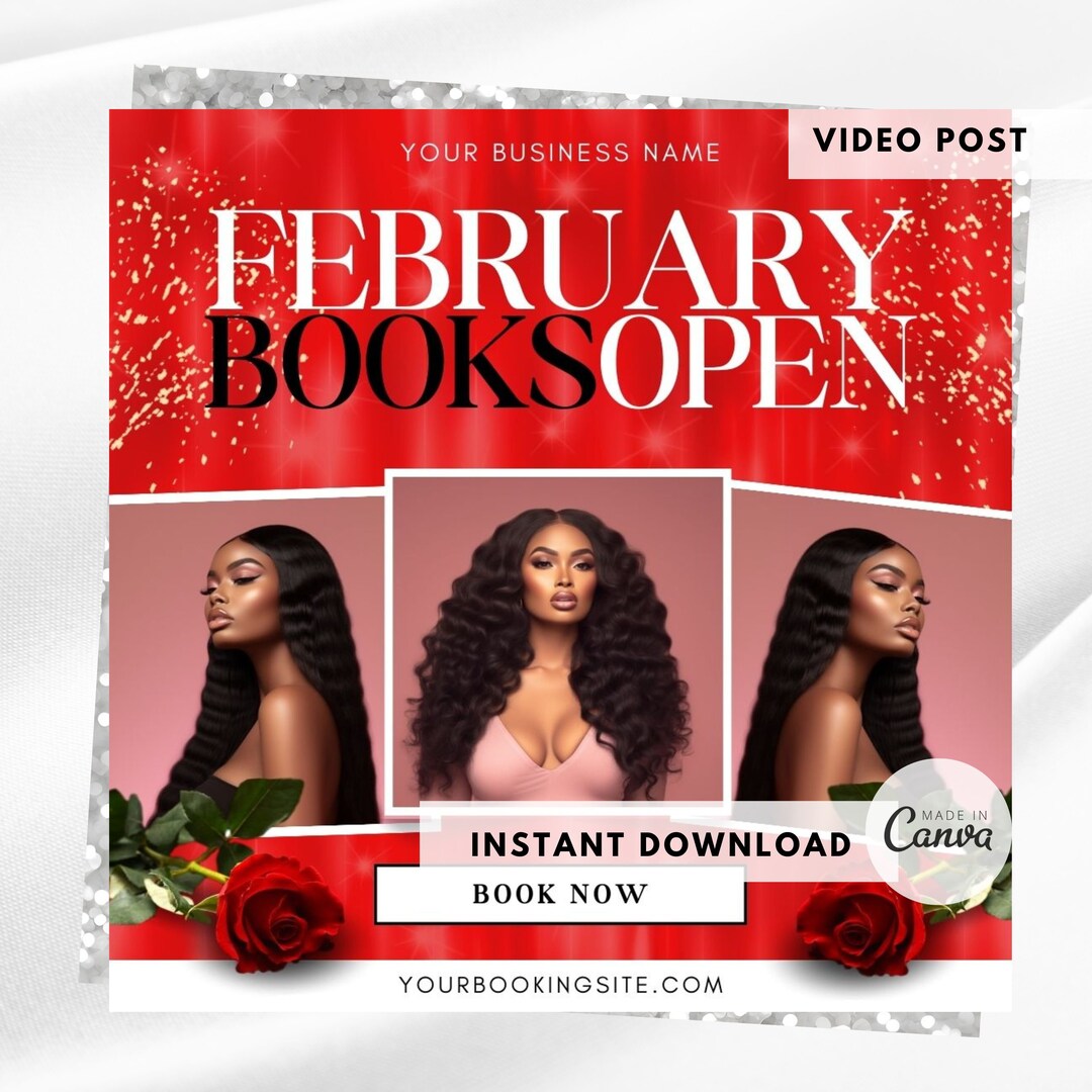 Valentine Flyer, February Booking Flyer, February Hair Flyer, Book Now ...