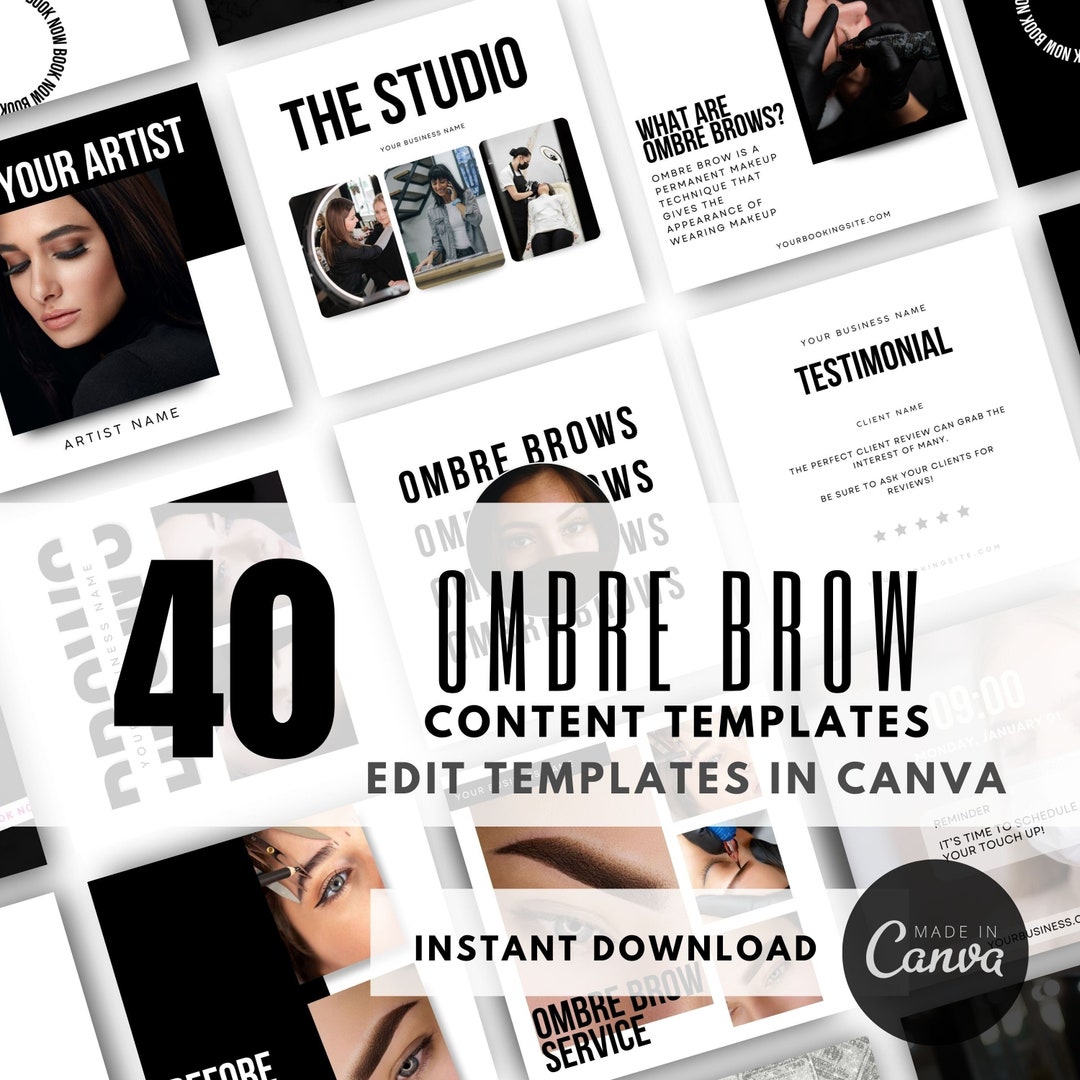 Ombre Brow Instagram Template | PMU Instagram Template | Microblading ...