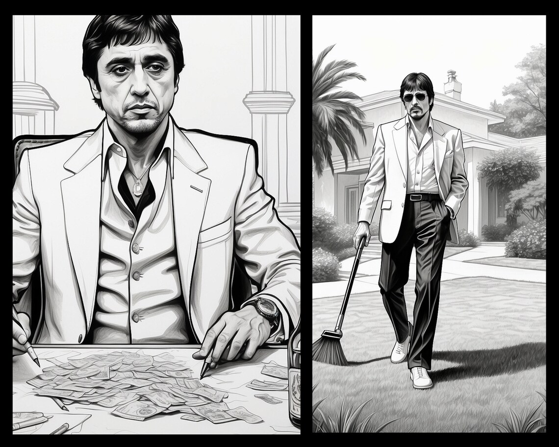 Scarface Malvorlagen Für Erwachsene Und Für Kinder Graustufen Ausmalen ...