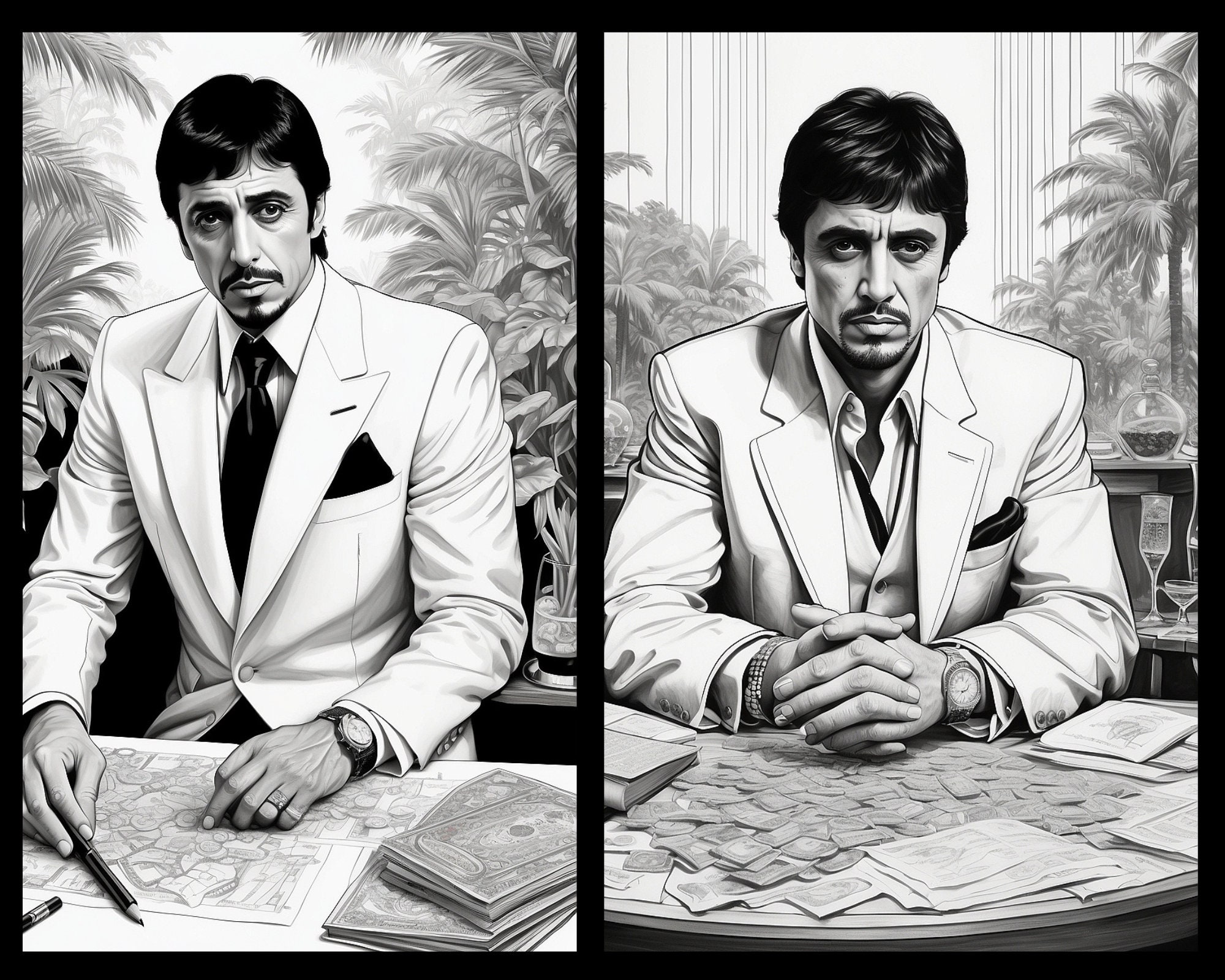 Scarface Malvorlagen Für Erwachsene Und Für Kinder Graustufen Ausmalen ...