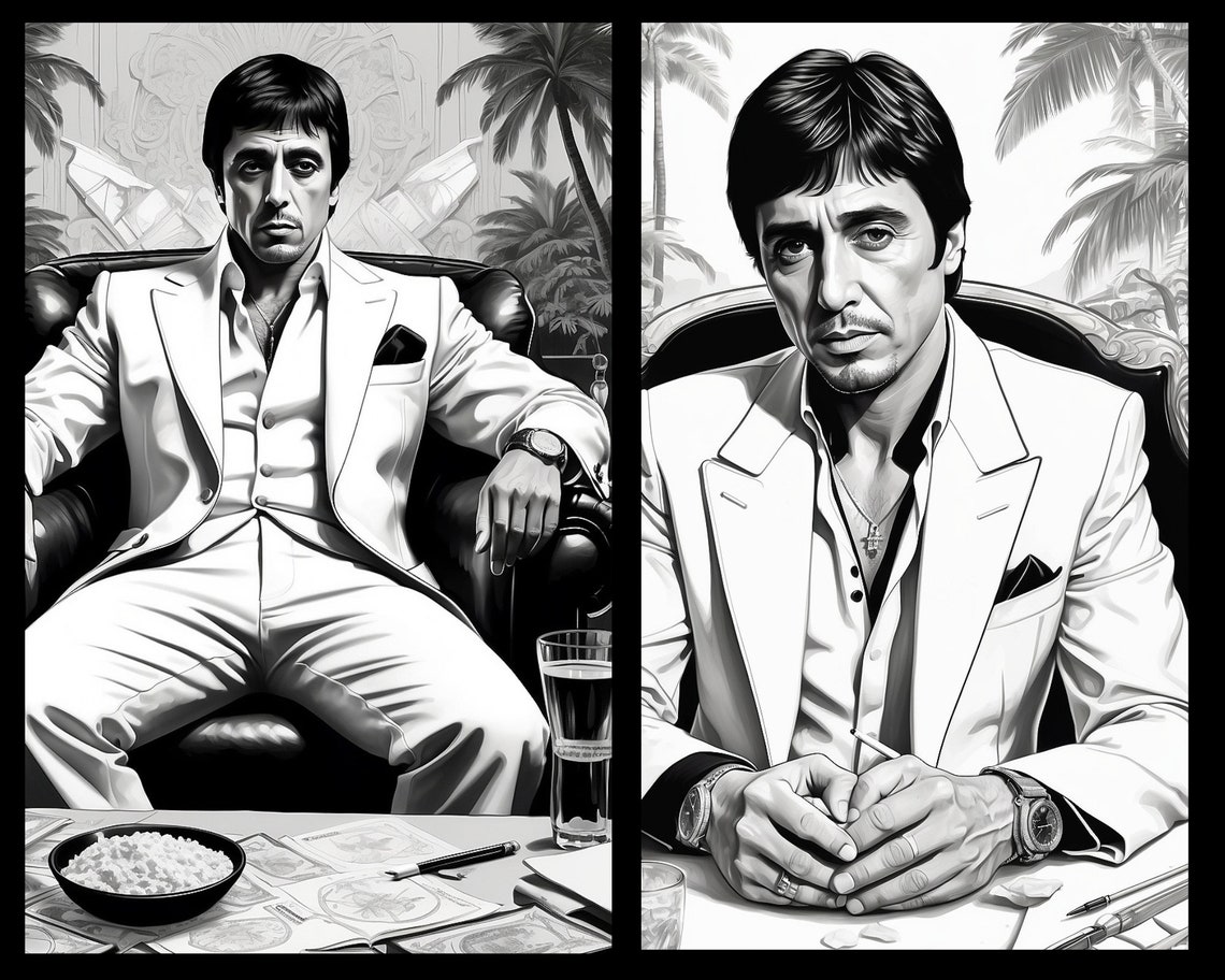 Scarface Malvorlagen Für Erwachsene Und Für Kinder Graustufen Ausmalen ...