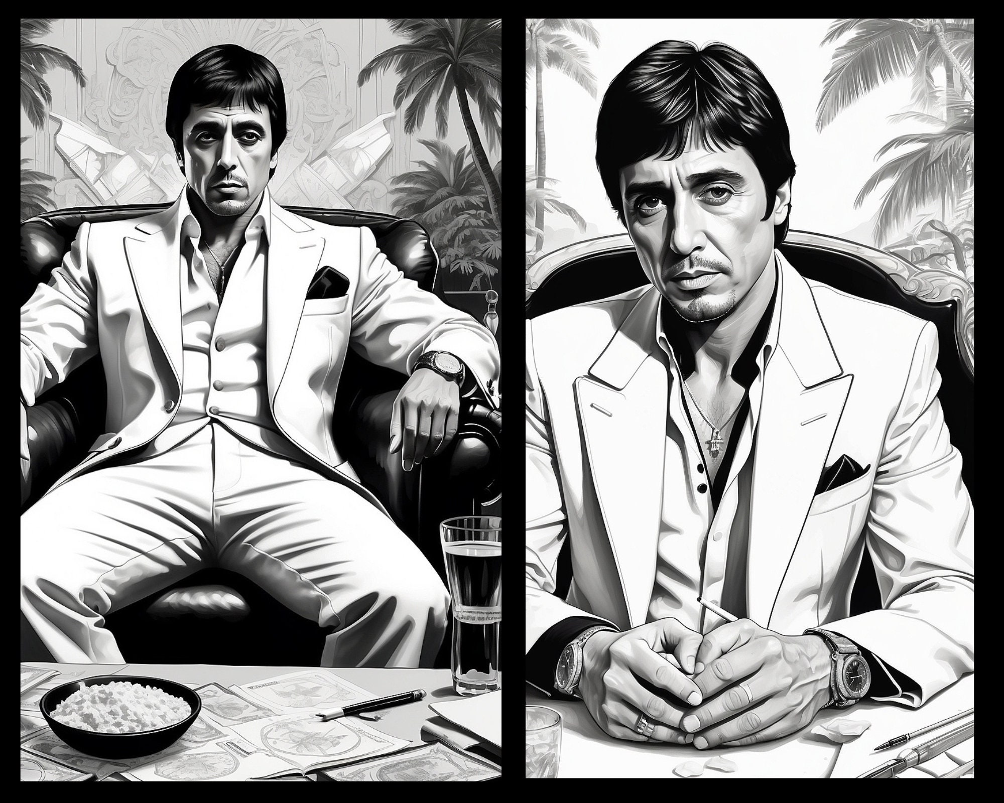 Scarface Malvorlagen Für Erwachsene Und Für Kinder Graustufen Ausmalen ...