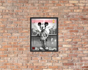 Mickey Mouse Set of 2 Poster, Mickey Mouse Print, Kids Room Wall Art ...