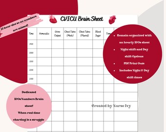 CVICU Brain and Report Sheet Day Shift - Etsy
