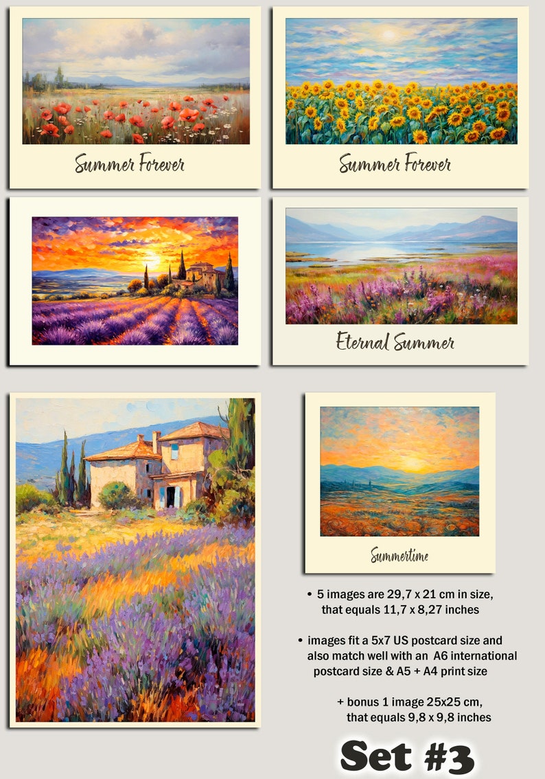 Digital Art | Posters| Postcards| Set| Summer| Provence| Tuscany| - Etsy