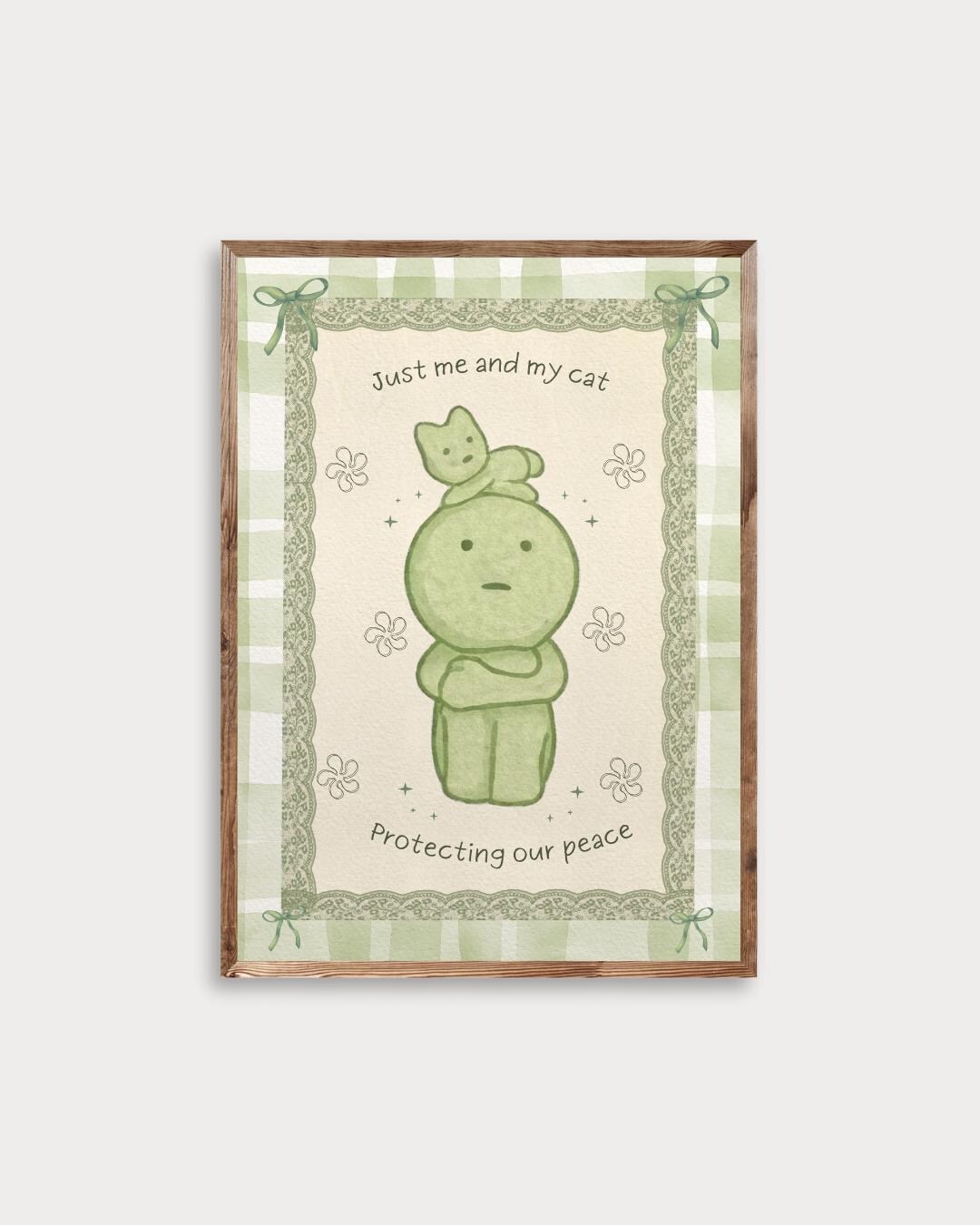 Smiski and Cat Art Print: Kawaii Cottagecore (unframed) - Etsy