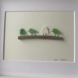Sea Glass and Driftwood Art, Birds on A Branch, Original, Beach Glass ...