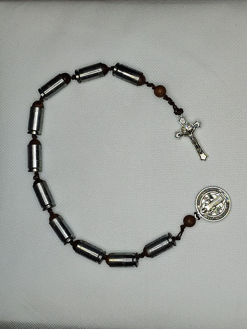 One Decade Steel Bullet Casing Saint Benedict Rosary - Etsy