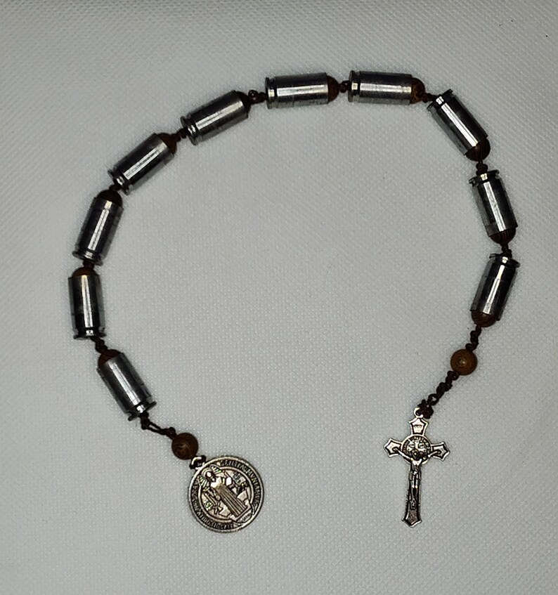 One Decade Steel Bullet Casing Saint Benedict Rosary - Etsy