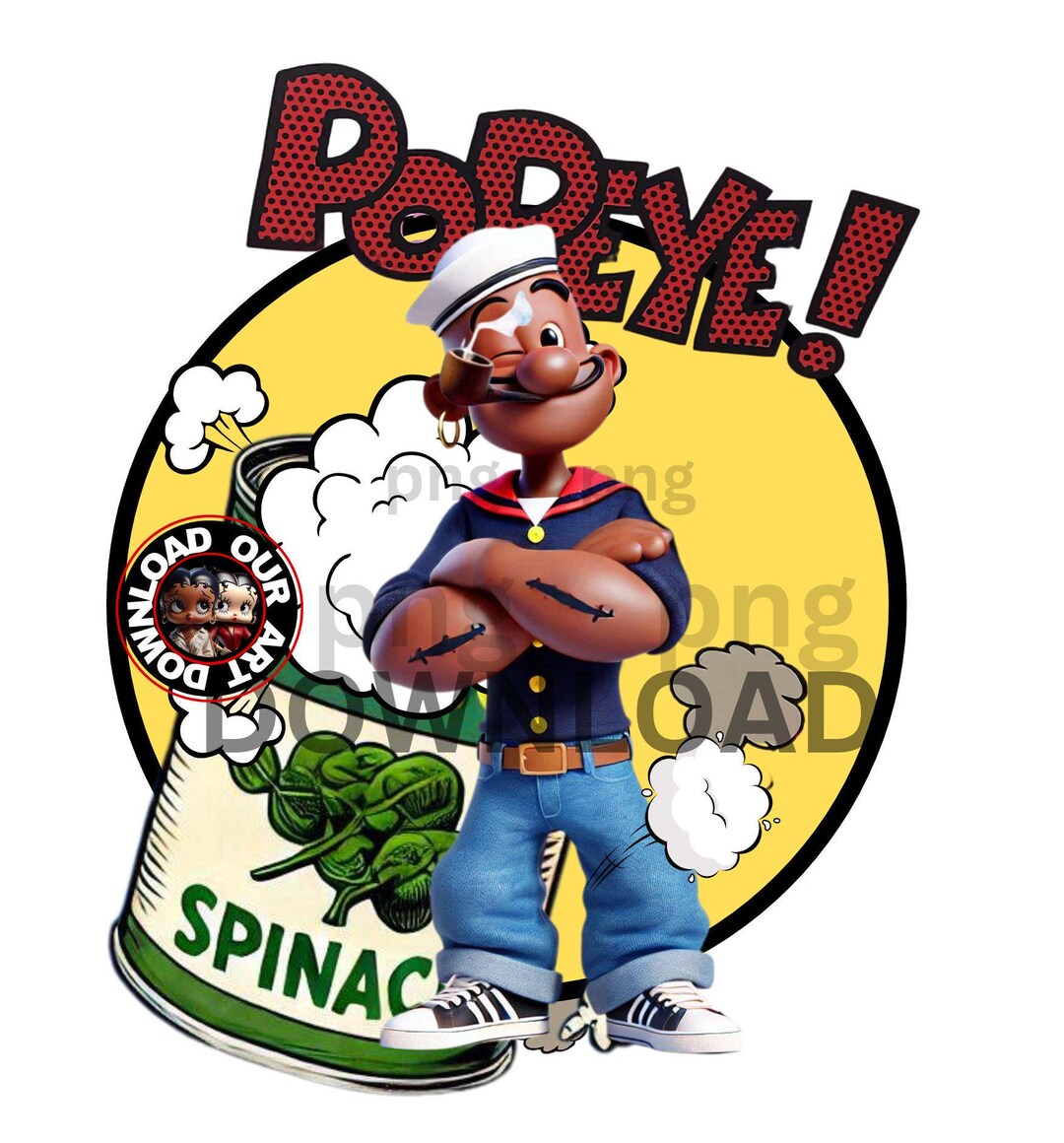 Black Popeye Png, Black Man Png, Popeye Download, Retro Cartoon, Black ...