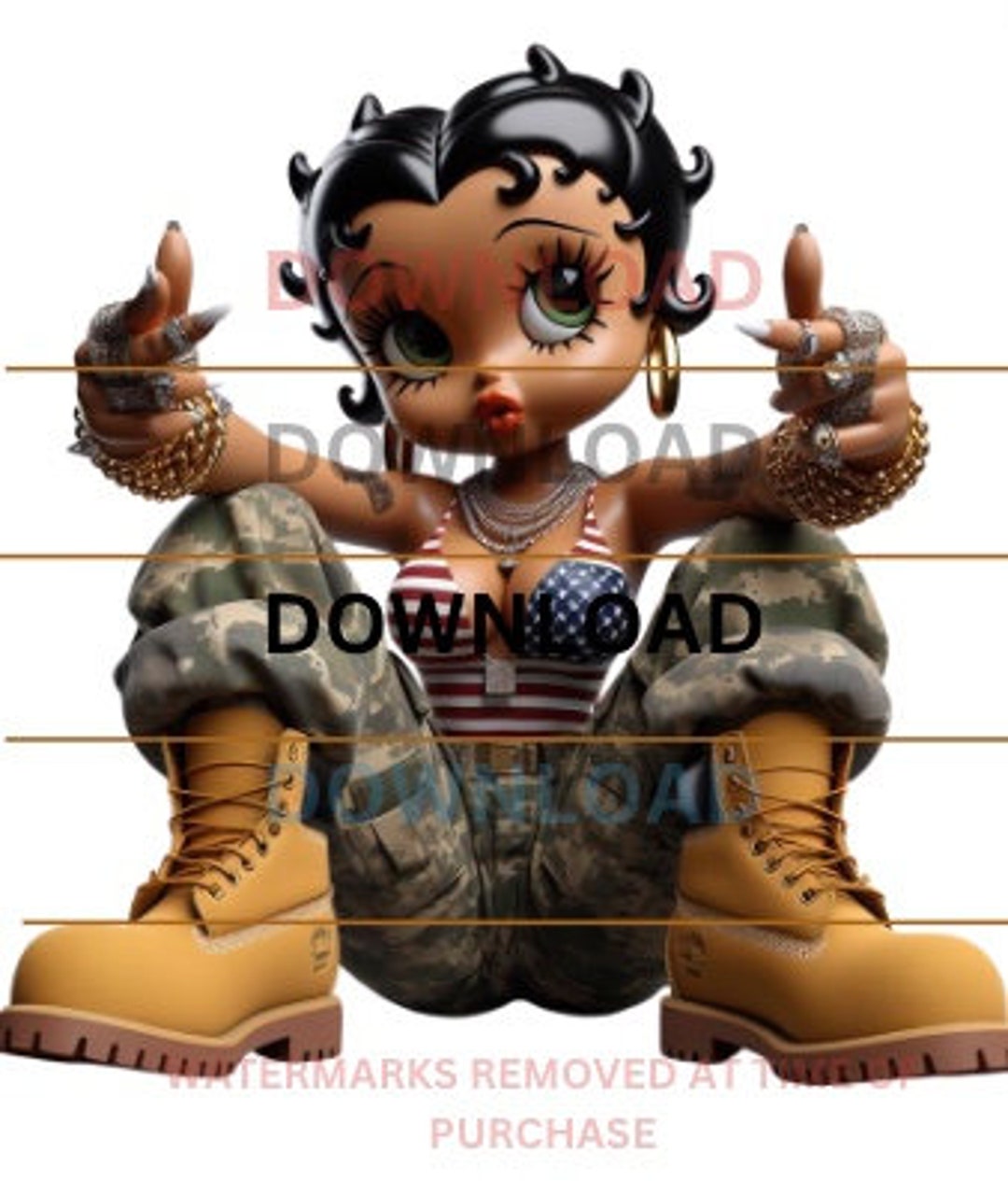Betty Boop PNG Betty Boop Sublimation Design Bettyboop Military Theme ...