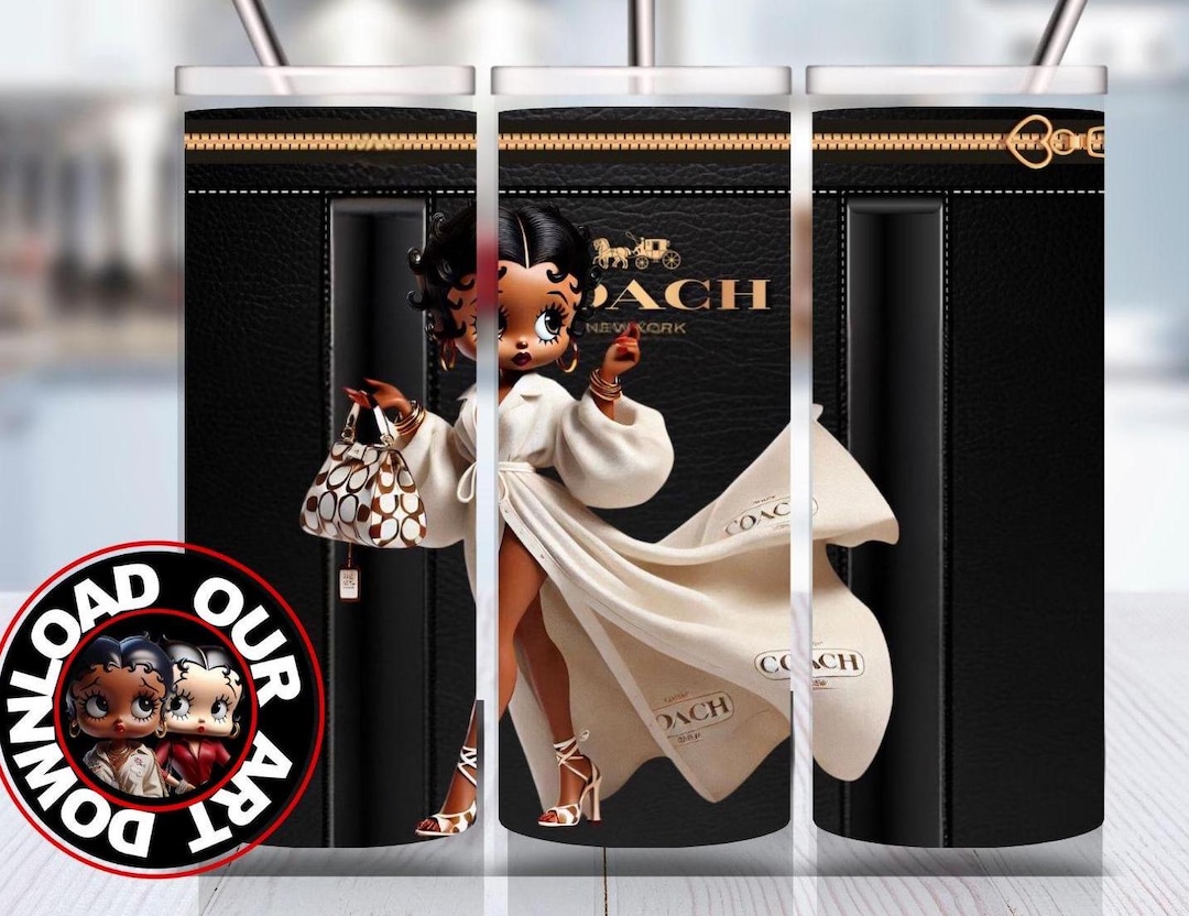 Black Betty Boop Purse Tumbler Wrap PNG, Betty Boop Designs, Black ...