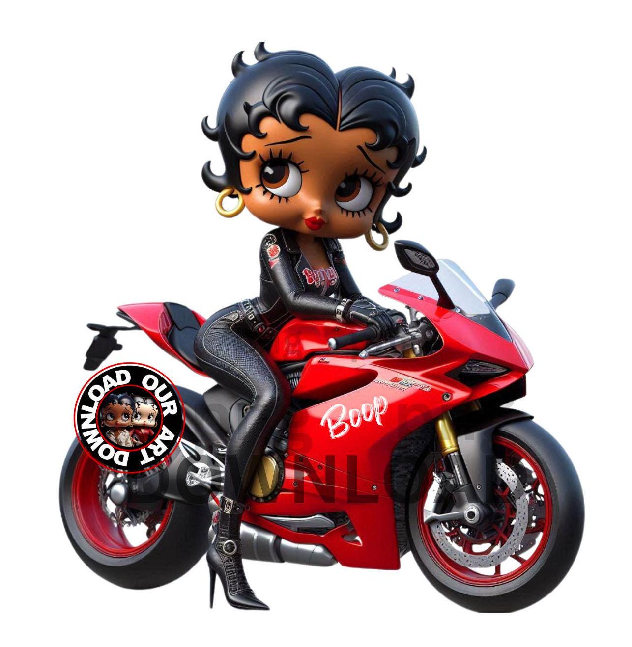 Black Betty Boop PNG Designs Girl Motorcycle PNG Betty Boop Sublimation ...