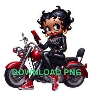 Brown Betty Boop PNG Designs Black Girl Motorcycle Betty Boop Download ...