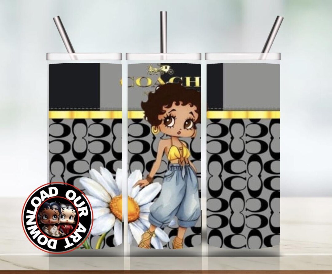 Watercolor Daisy Black Betty Boop Purse Tumbler Wrap PNG Purse Design ...