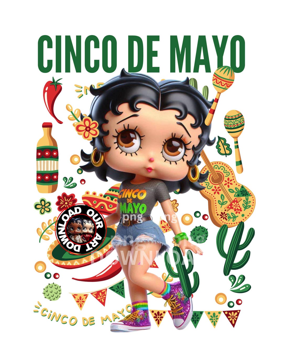 Cinco De Mayo Betty Boop PNG: Mexican Girl Sublimation Design High ...