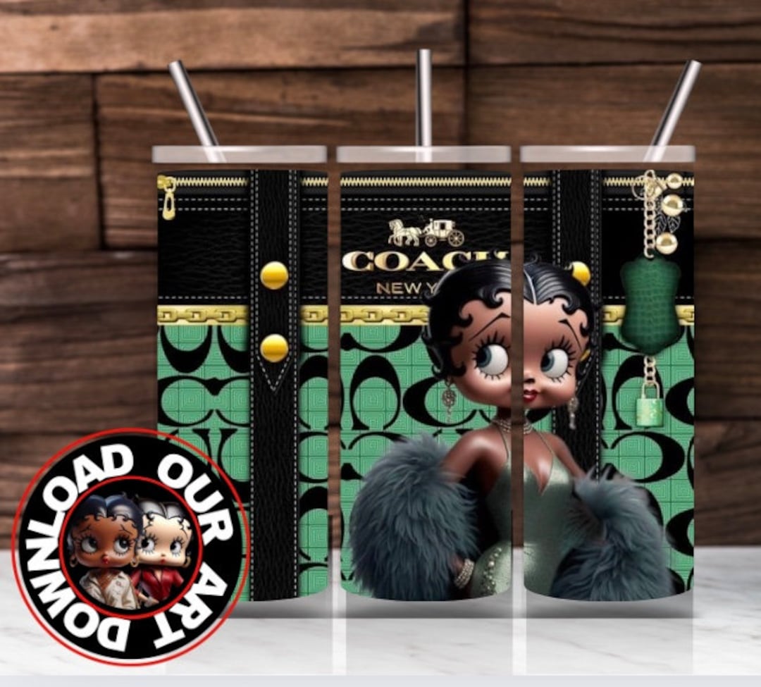 Betty Boop Purse Tumbler Wrap PNG, Betty Boop Designs, Black Leather ...