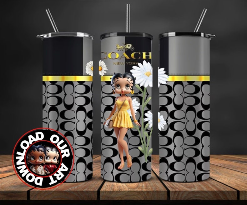 Betty Boop Purse Tumbler Wrap PNG, Betty Boop Designs, Black Leather ...