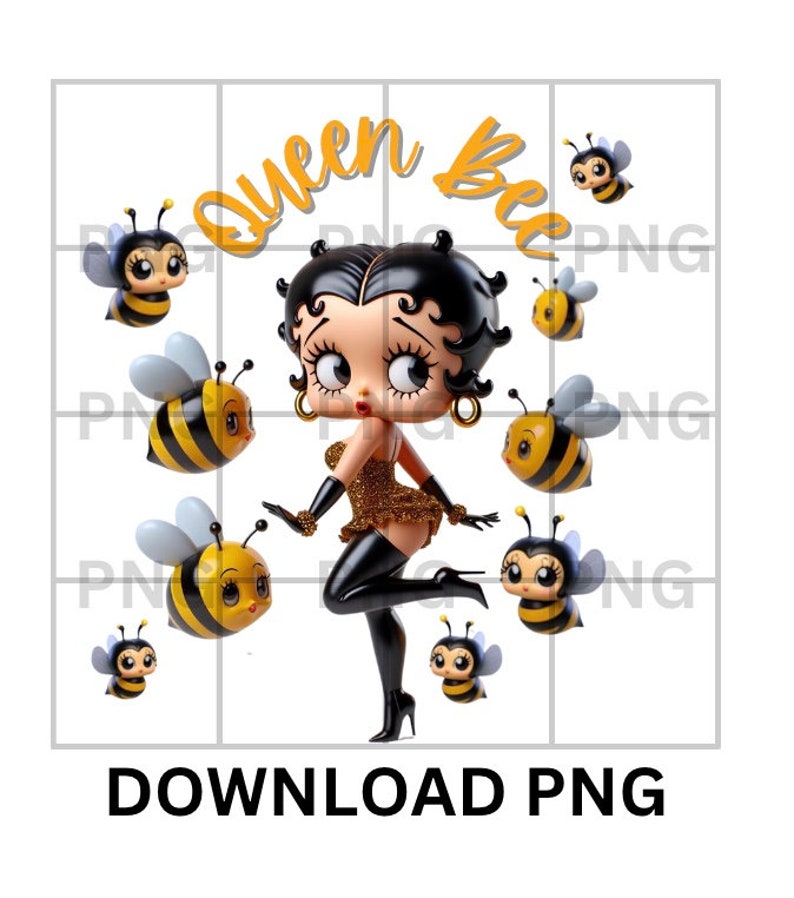 Queen Bee, Bee Keeper, Betty Boop Download PNG, Sublimation Design ...