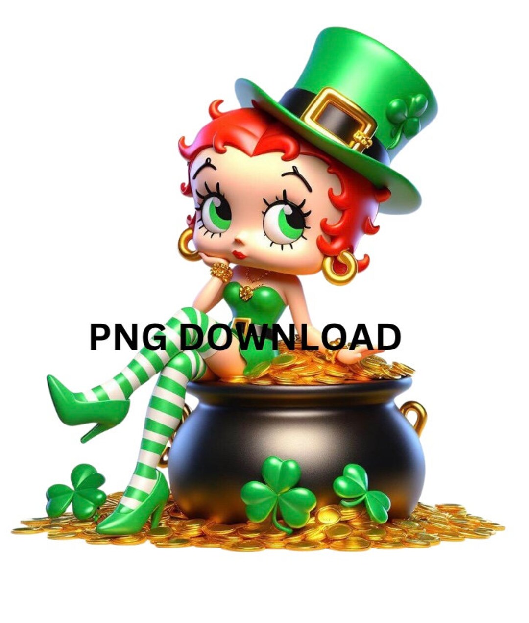 Girl Leprechaun Betty Boop Sublimation Design Png St Patricks Day Red ...
