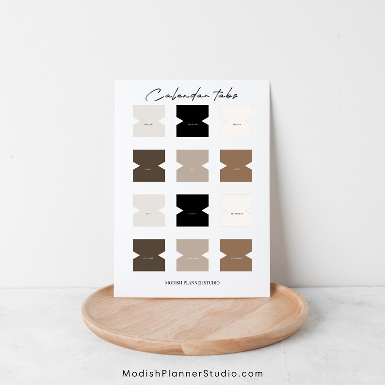 Printable Calendar Tabs: Neutral Color Planner, DIY Monthly Tabs (PDF ...