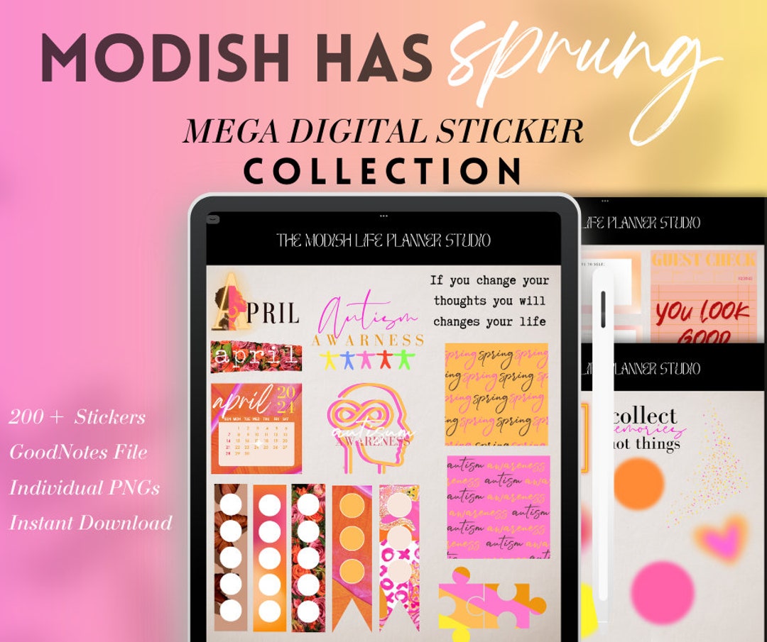 April Spring Digital Planner Stickers: Goodnotes Pre-cropped (digital ...
