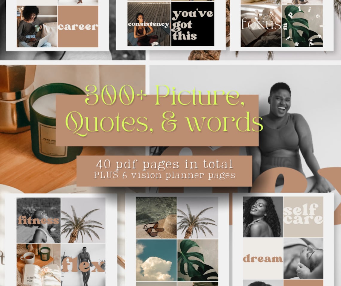Dream Life Vision Board Printable Bundle 300 Aesthetic Pages & Planner ...