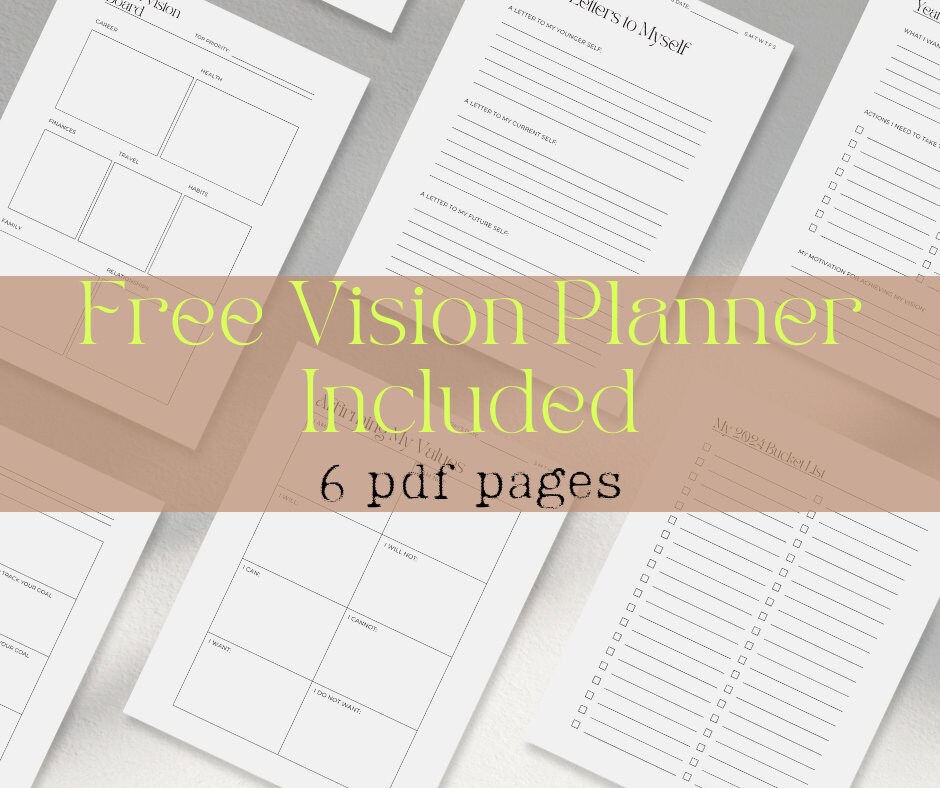 Dream Life Vision Board Printable Bundle 300 Aesthetic Pages & Planner ...