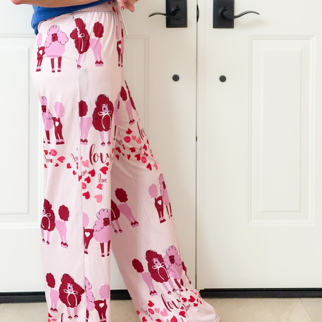 Poodle Print Wide-leg PJ Pants Unisex, His and Hers Matching Relaxed ...