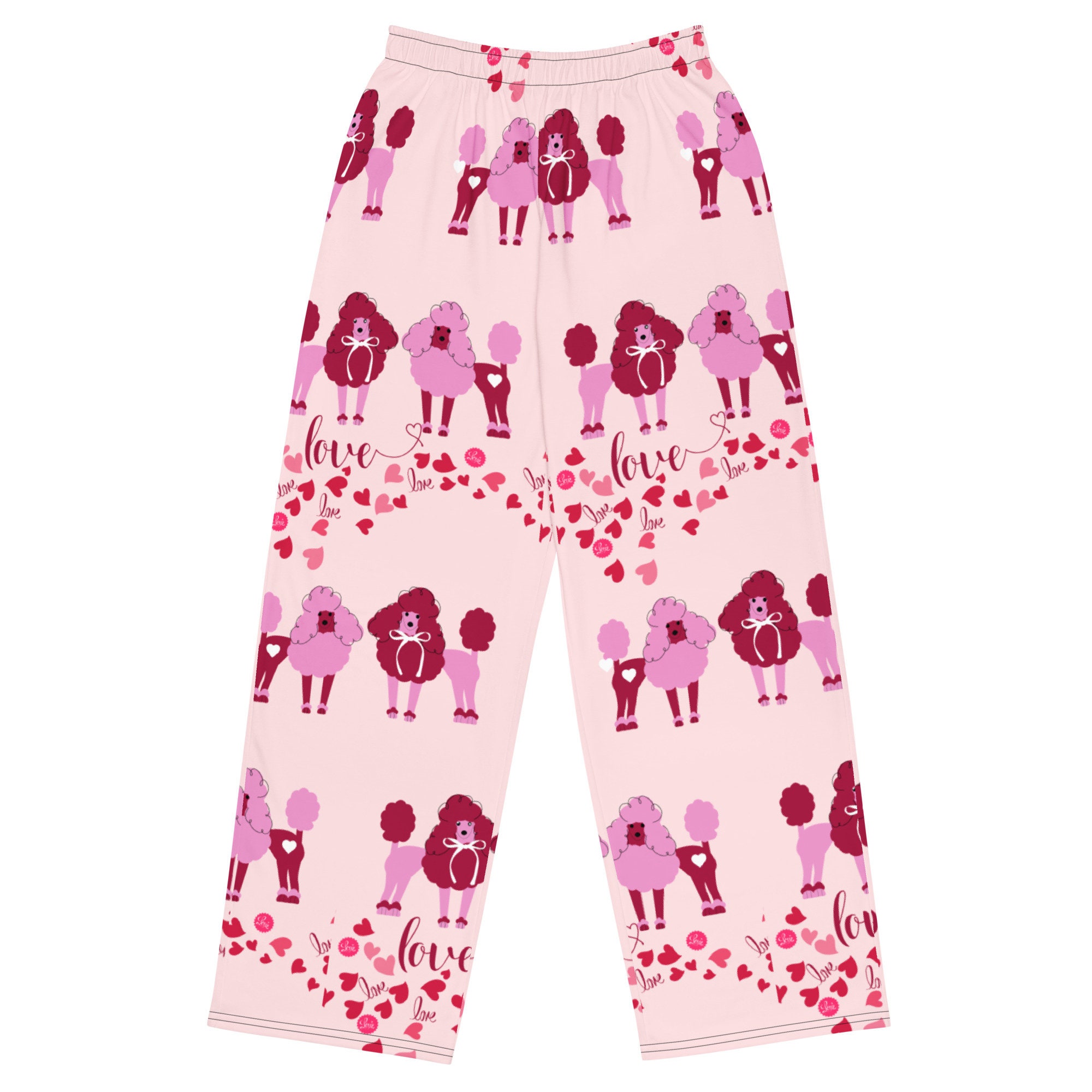 Poodle Print Wide-leg PJ Pants Unisex, His and Hers Matching Relaxed ...