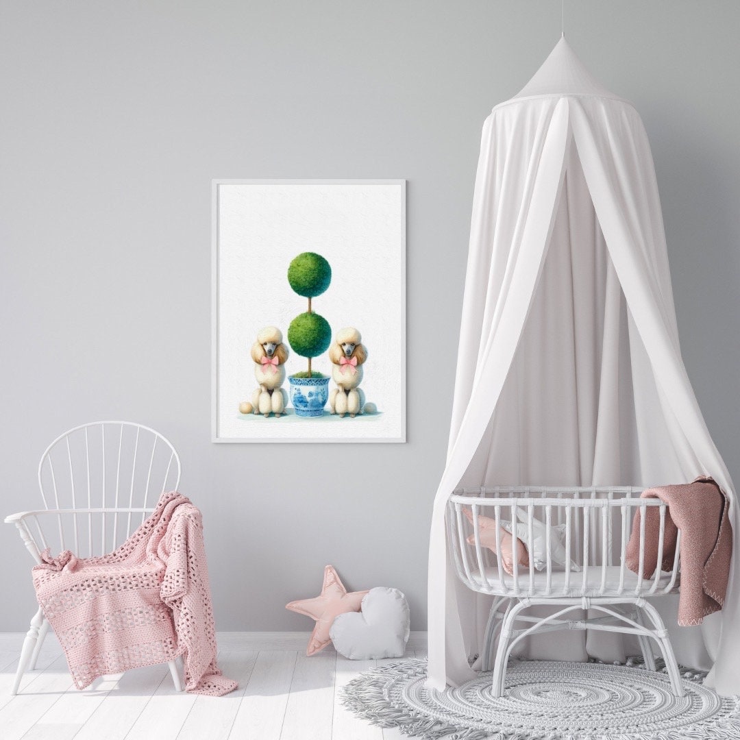 Preppy Poodle Topiary Printable, a Classic Traditional Piece Great for ...