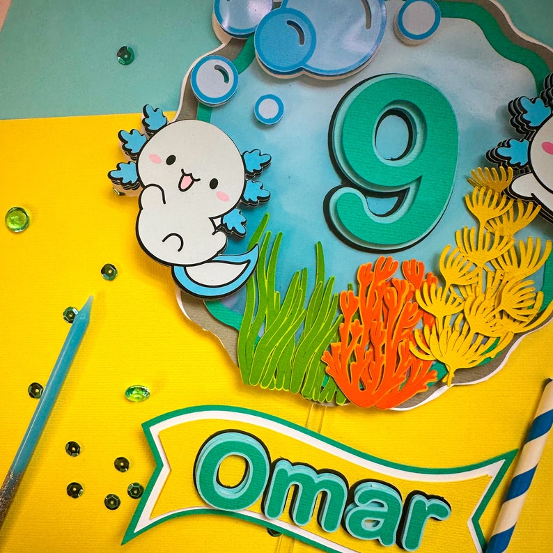 Axolotl Boy Cake Topper, Axolotl for Boy Party Decoration, Birthday ...