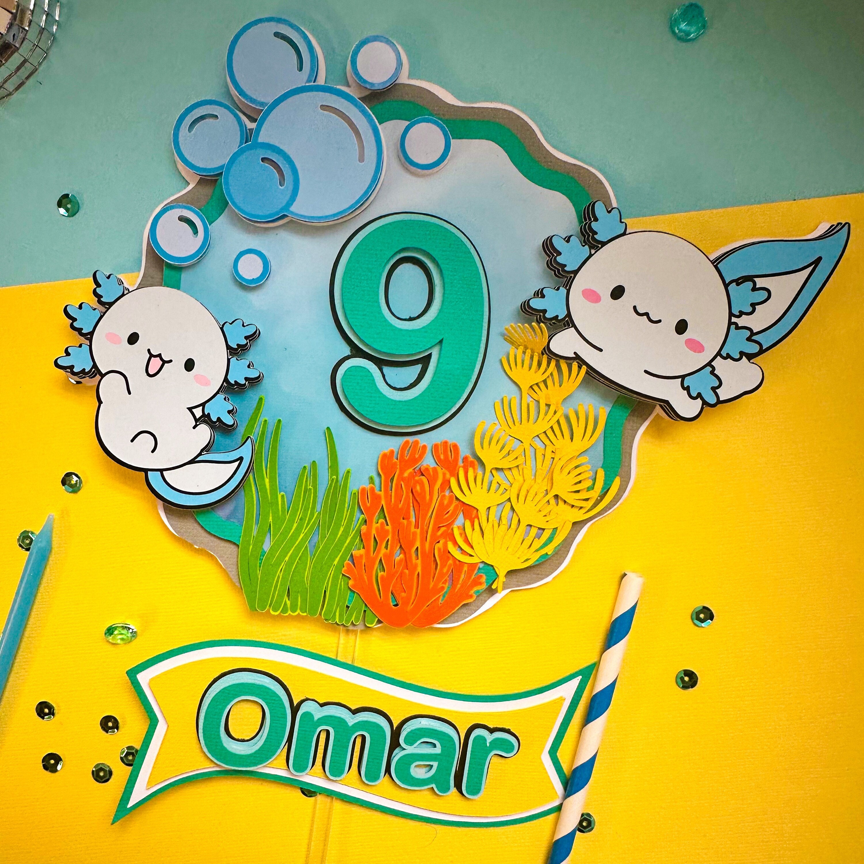 Axolotl Boy Cake Topper, Axolotl for Boy Party Decoration, Birthday ...