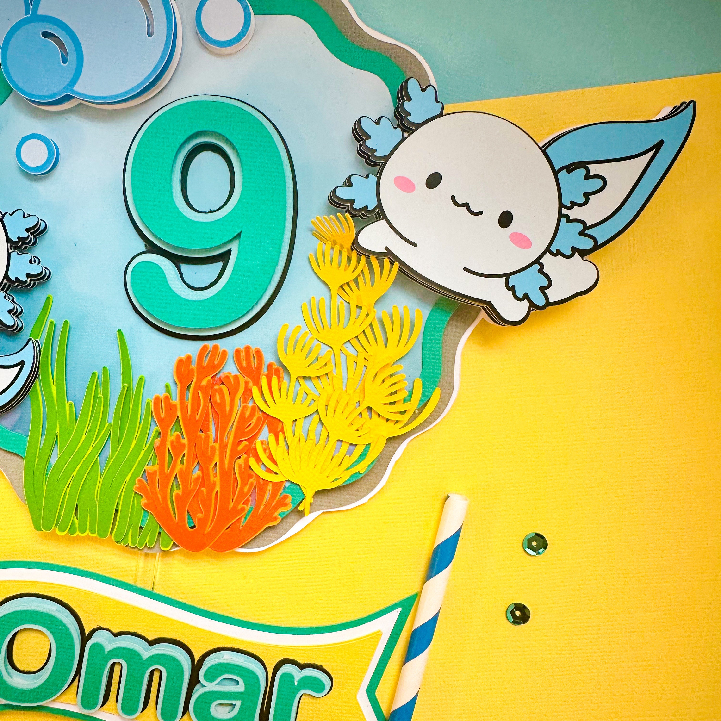 Axolotl Boy Cake Topper, Axolotl for Boy Party Decoration, Birthday ...