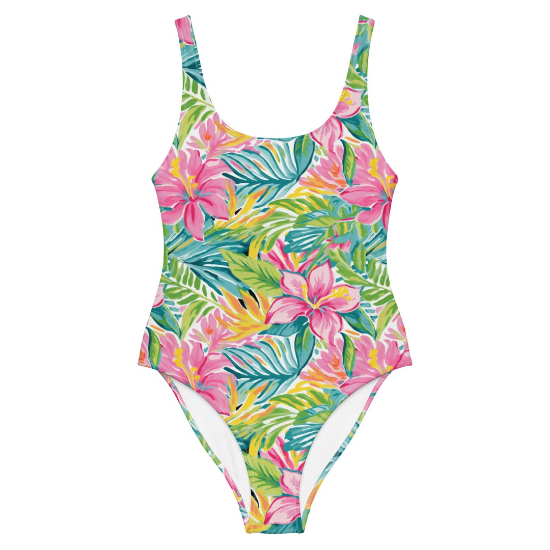 Tropical Floral Print II One Piece Swimsuit Pretty Womens Minimal ...