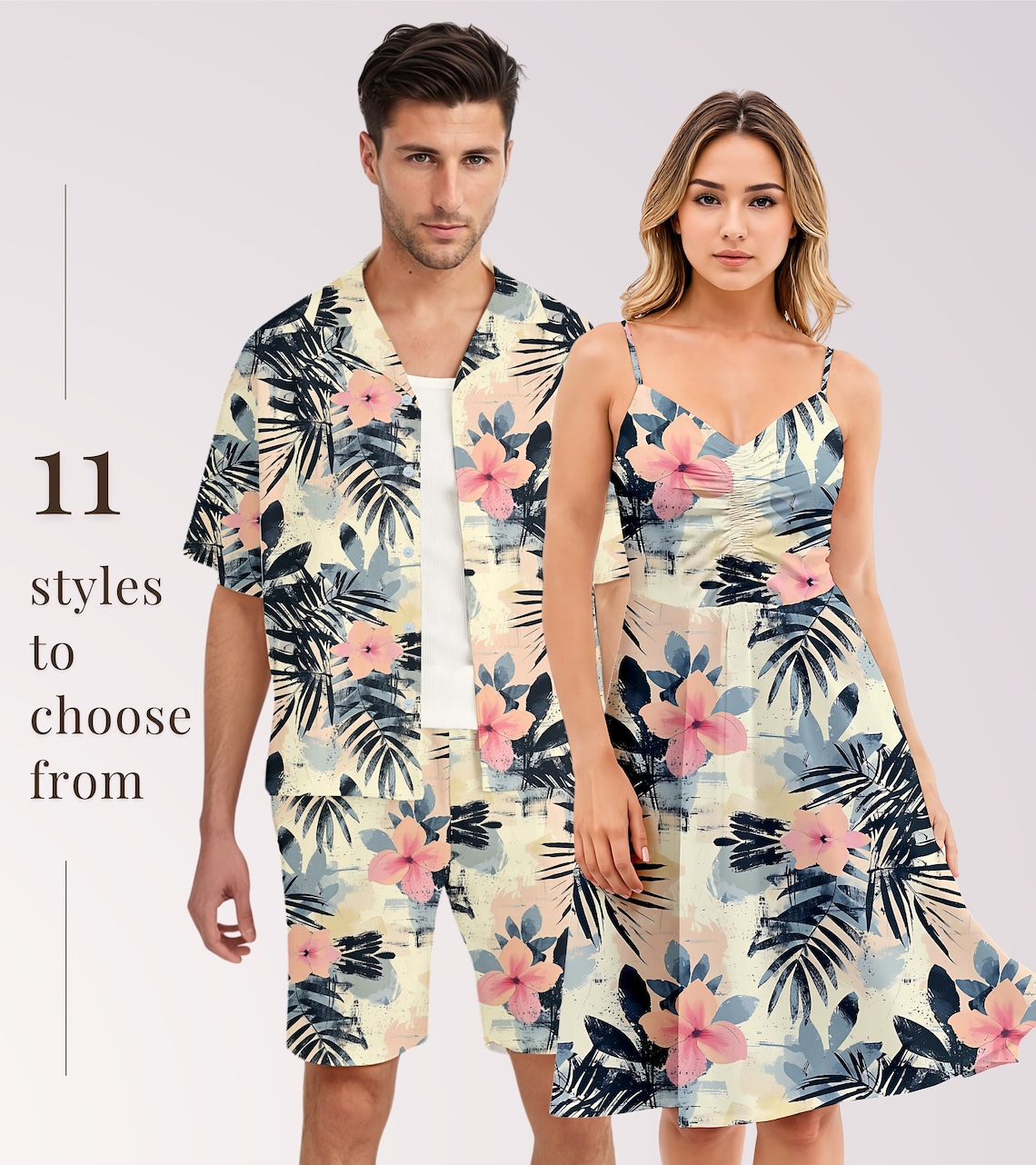 COUPLES MATCHING OUTFITS Hawaiian Hibiscus Print Tropical Mix & Match ...