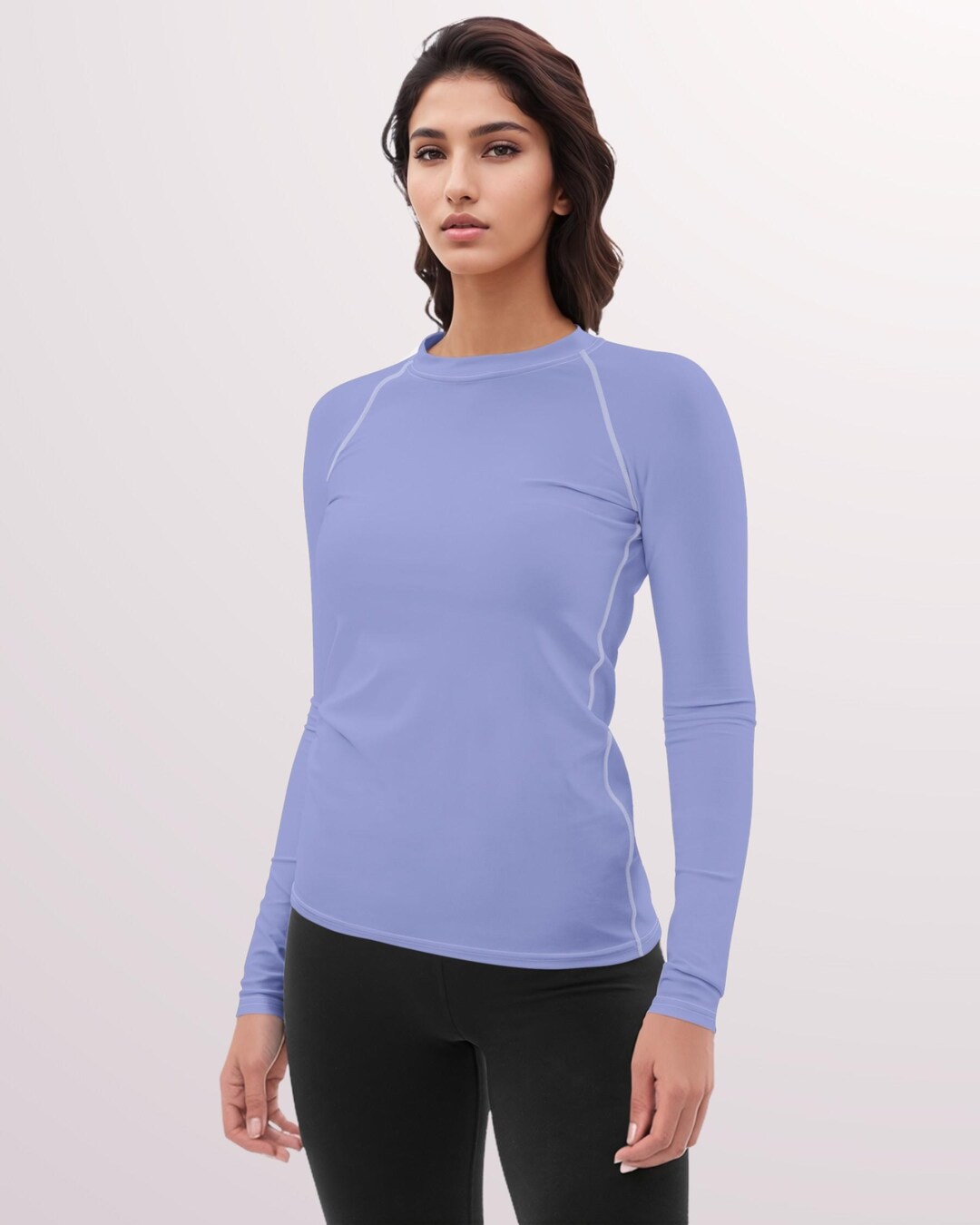 Womens Rash Guard Swim Top Periwinkle Purple Long Sleeve Swim Shirt ...