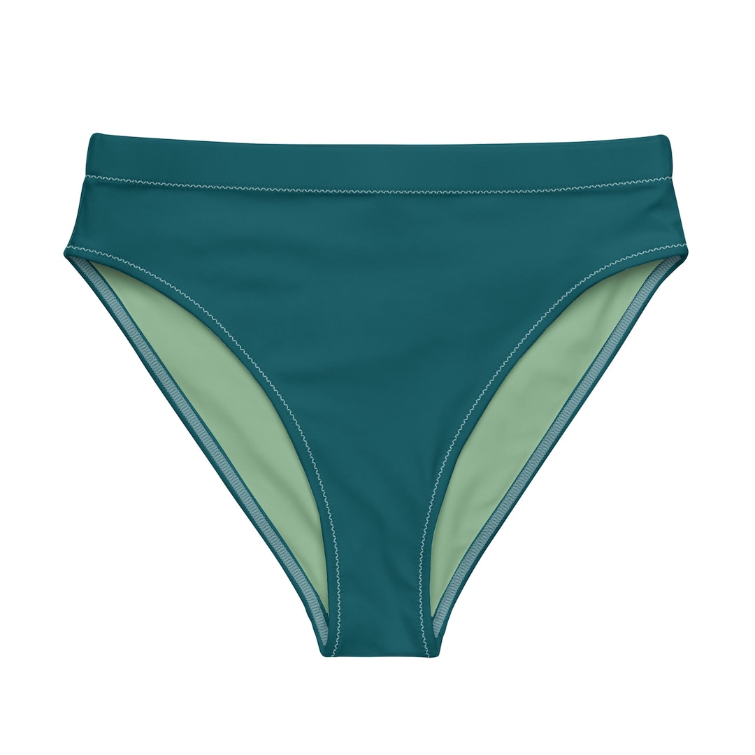 Dark Teal High Waisted Bikini Bottoms Dark Blue Green Womens Swimwear ...