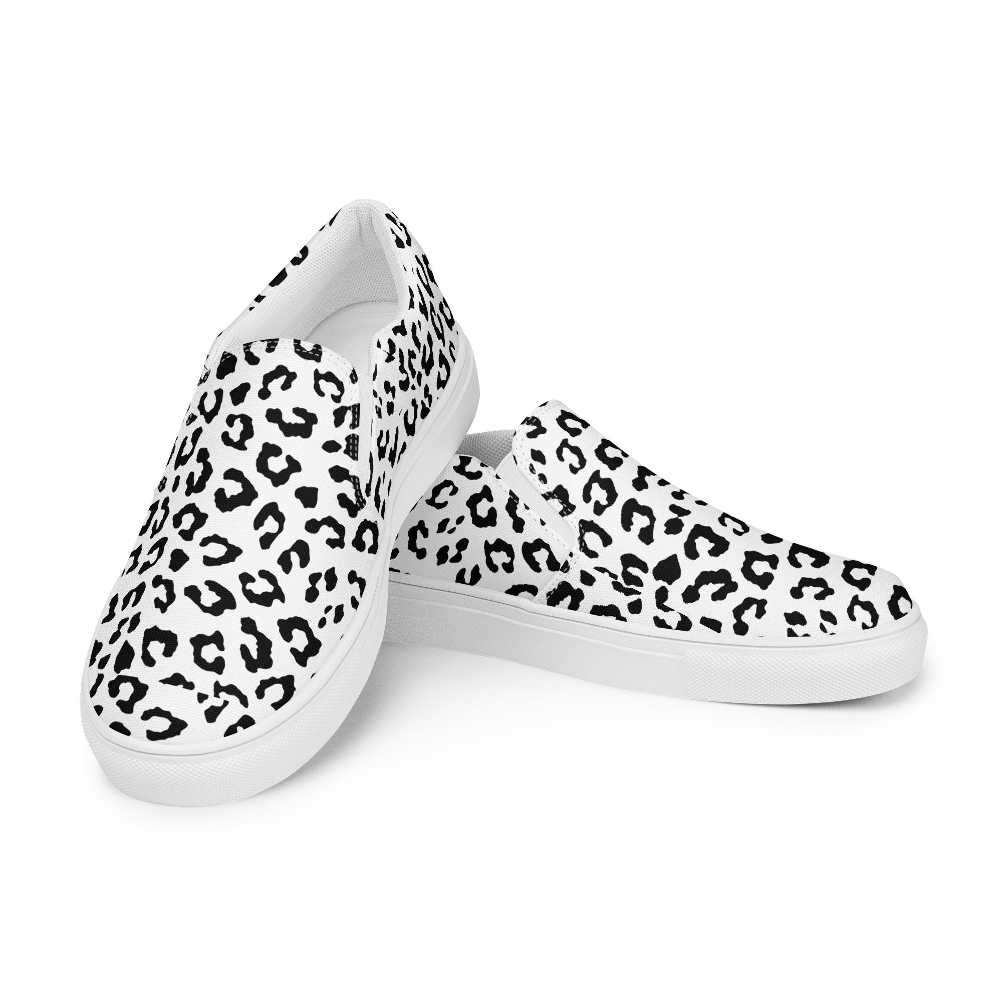 Womens Animal Print Slip-on Shoes Black & White Leopard Print ...