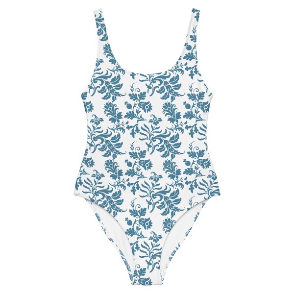 Blue Floral Swimsuit - Etsy
