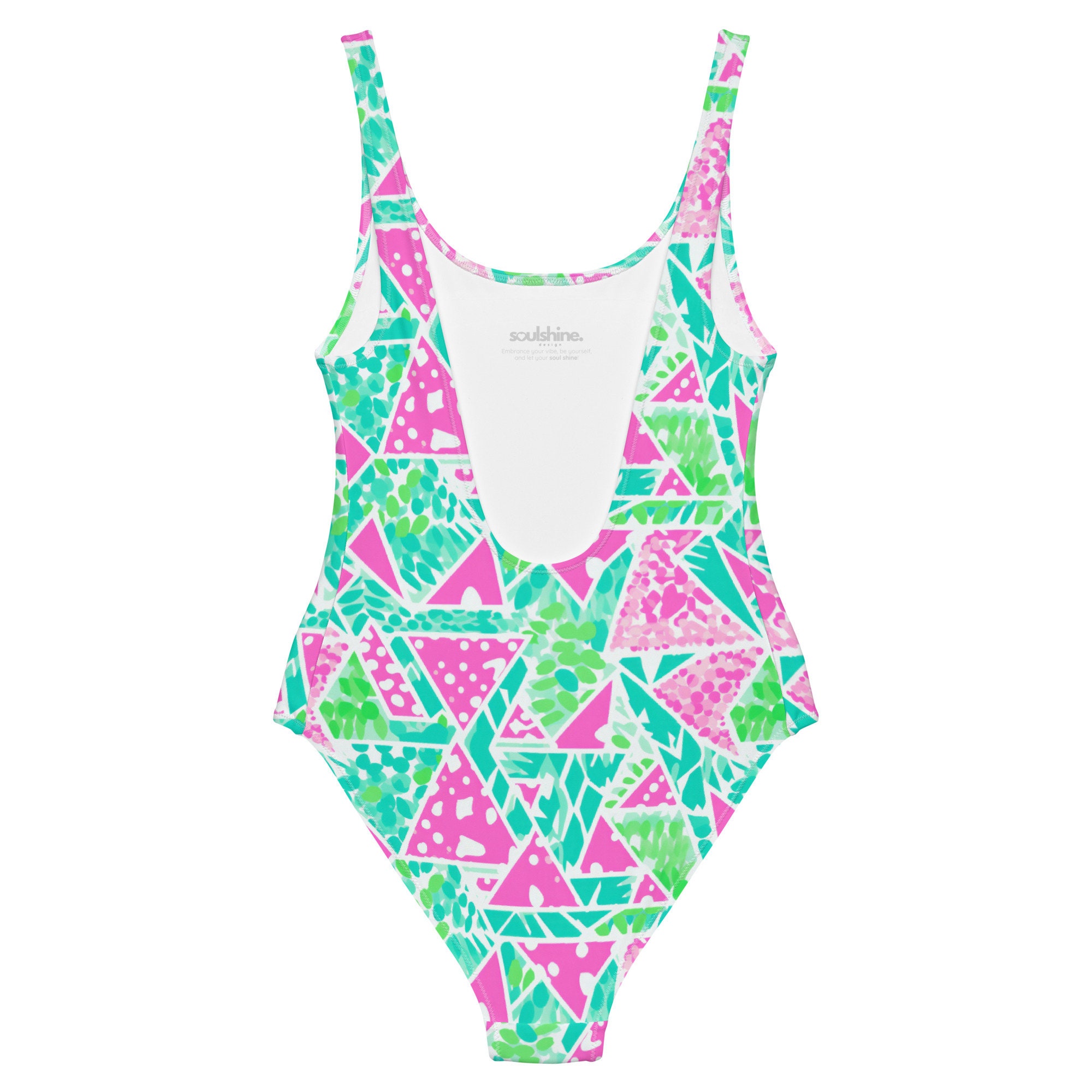 Colorful Triangle Pattern One Piece Swimsuit Womens Minimal Swimwear ...