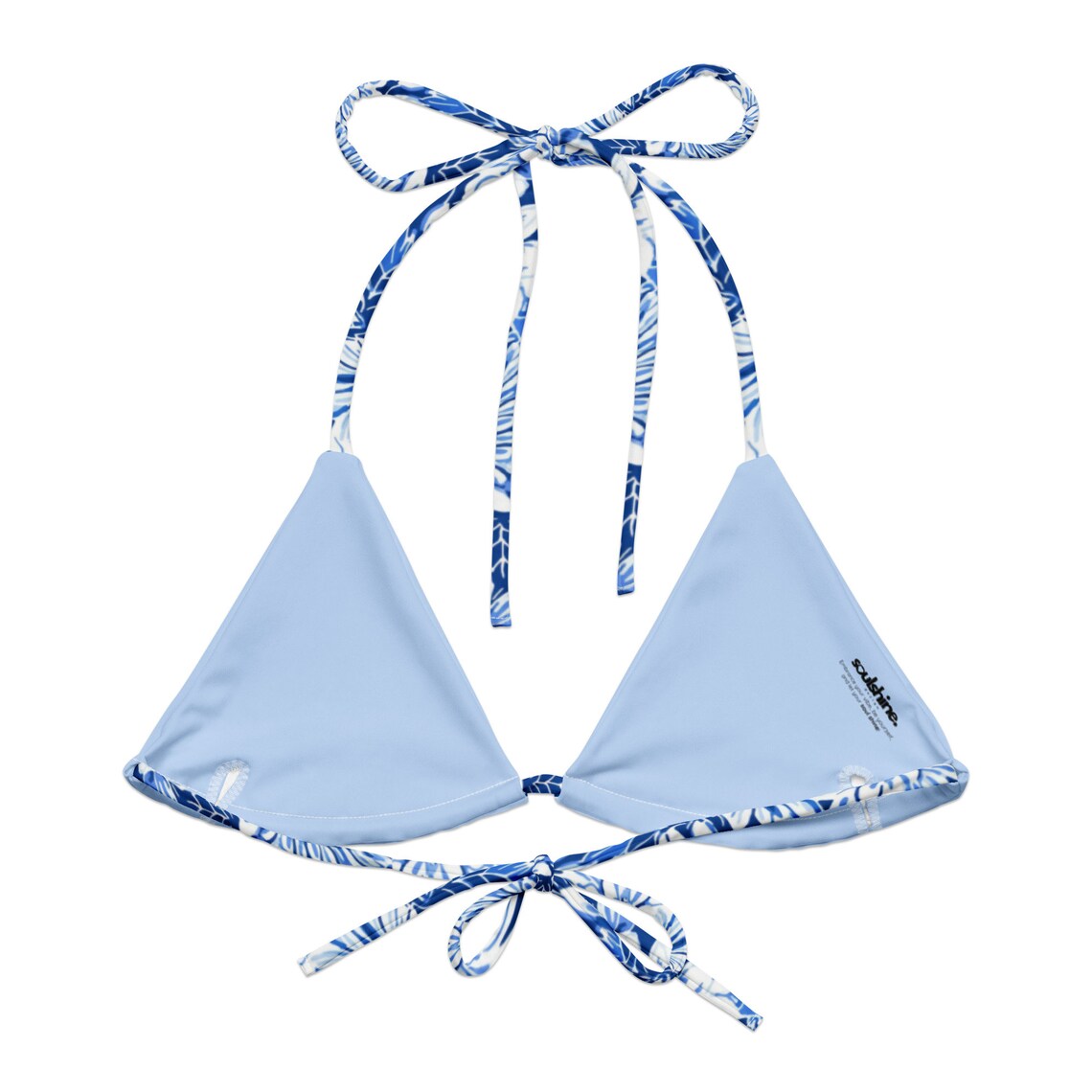 Tropical Floral Print String Bikini Top Blue White Womens Minimal ...